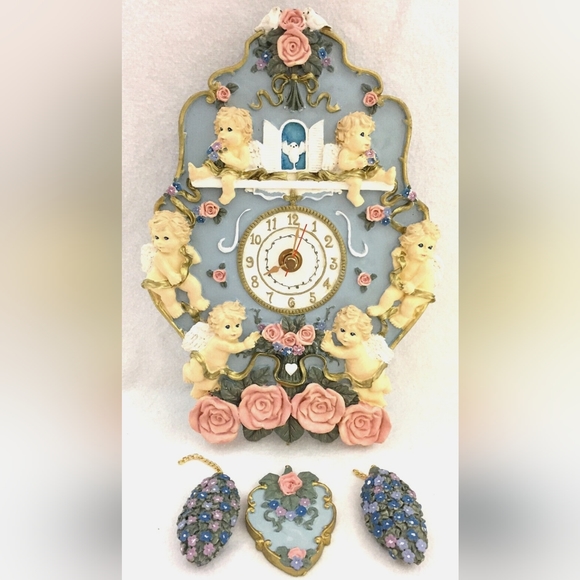 Other | Vintage Cherub Angels Musical Chimes Wall Clock | Poshmark